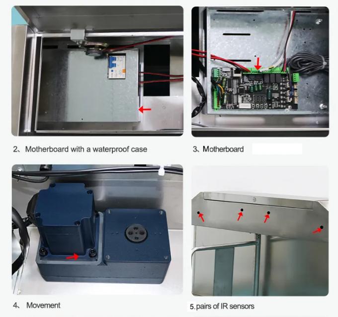 Entry Systems Electronic Turnstile Gates With IR Sensors / LED Display