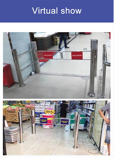 Supermarket Entrance Turnstile , Mechanical Supermarket Swing Gate