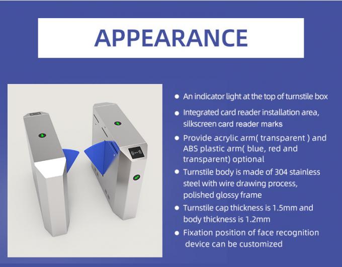 Pedestrian Flap Barrier Gate , Flap Barrier Security Turnstile Gate