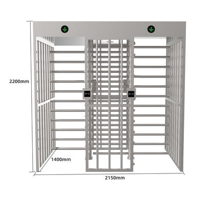 304 Stainlesl Steel Full Height Turnstile Gate Low Noise LED Direction ...